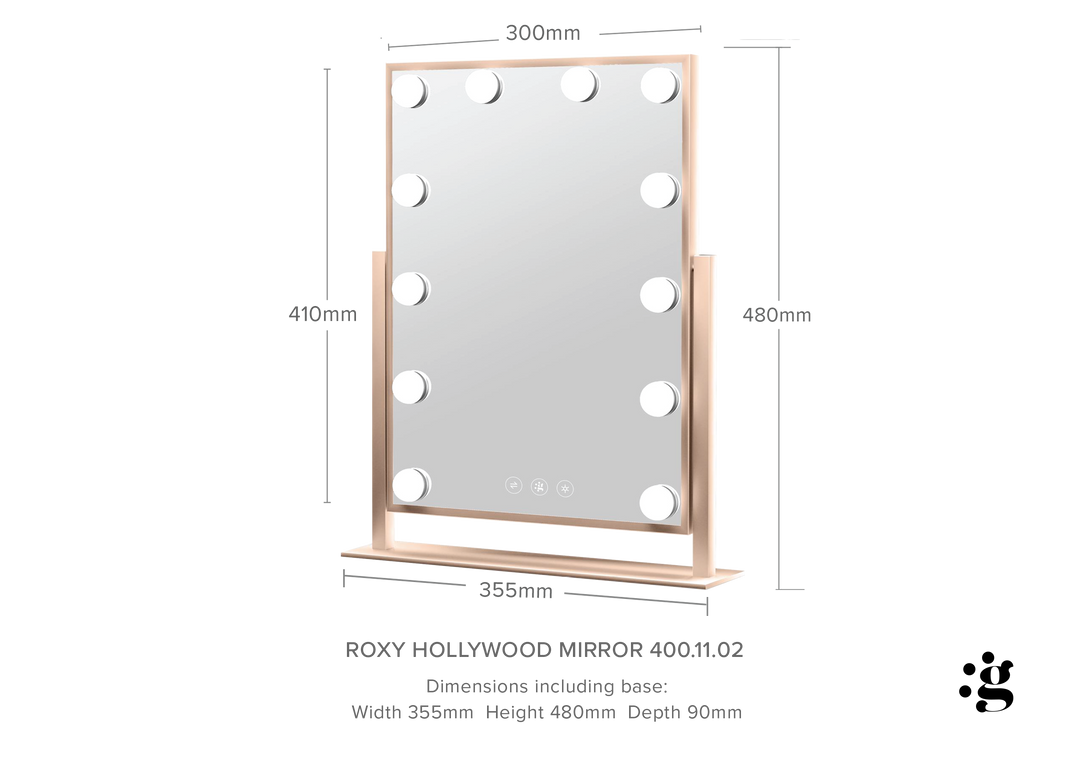 Roxy Tiltable LED Hollywood Mirror - Pebble Grey