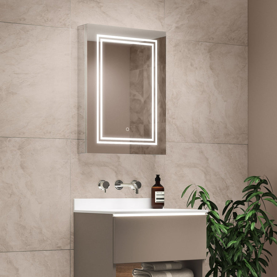 LED Bathroom Mirror Cabinet | Illuminated Bathroom Cabinets - Pebble Grey