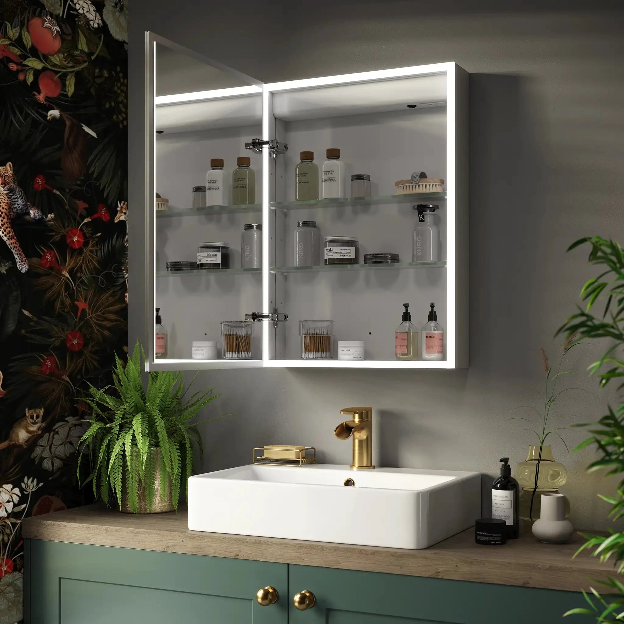 Marcel LED Bathroom Mirror Cabinet - Pebble Grey