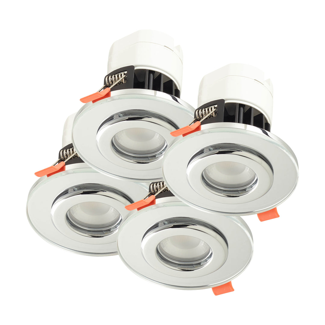 Athena Glass Bezel IP65 Bathroom Downlight - Pebble Grey