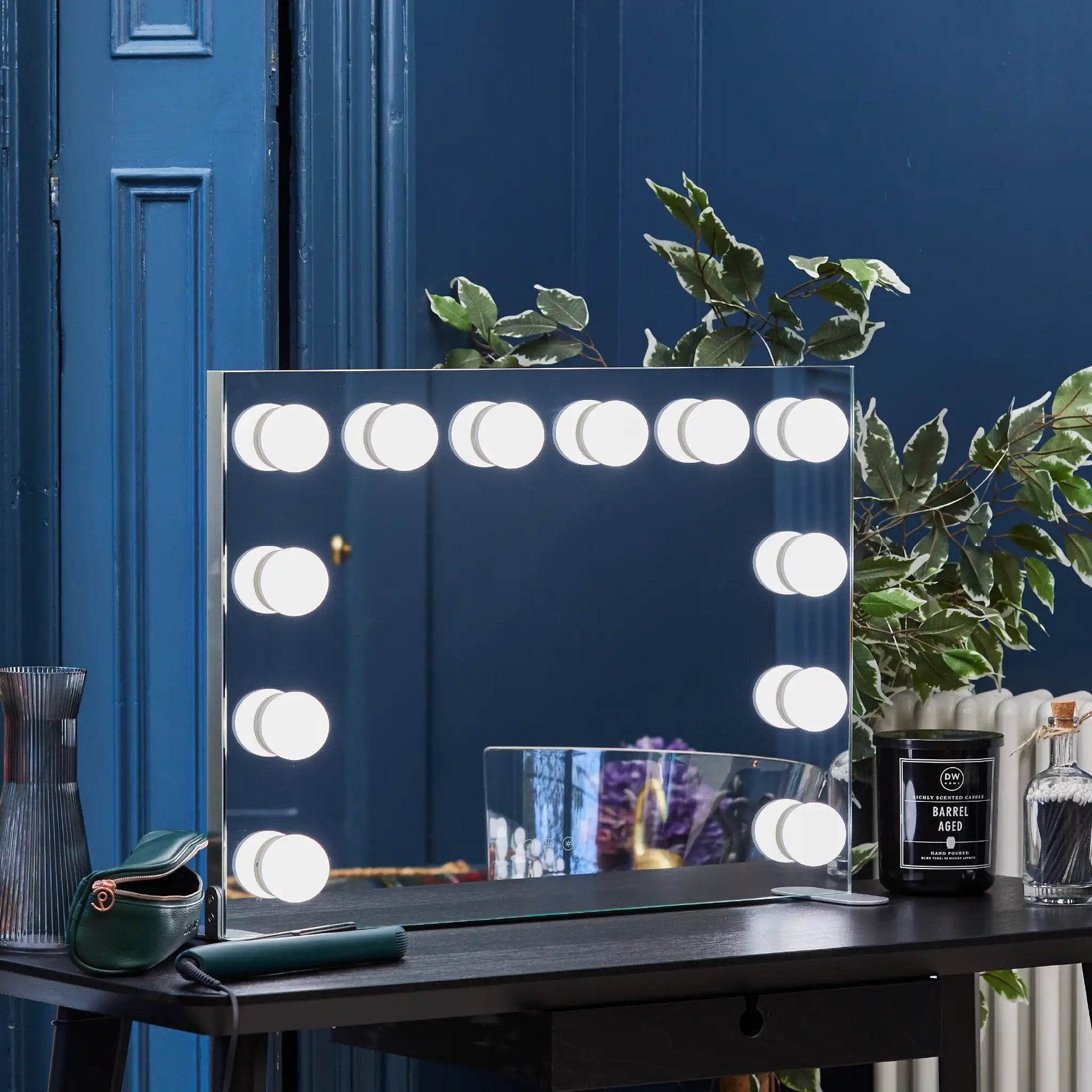 Billie Hollywood Mirror with LED Lights - Pebble Grey