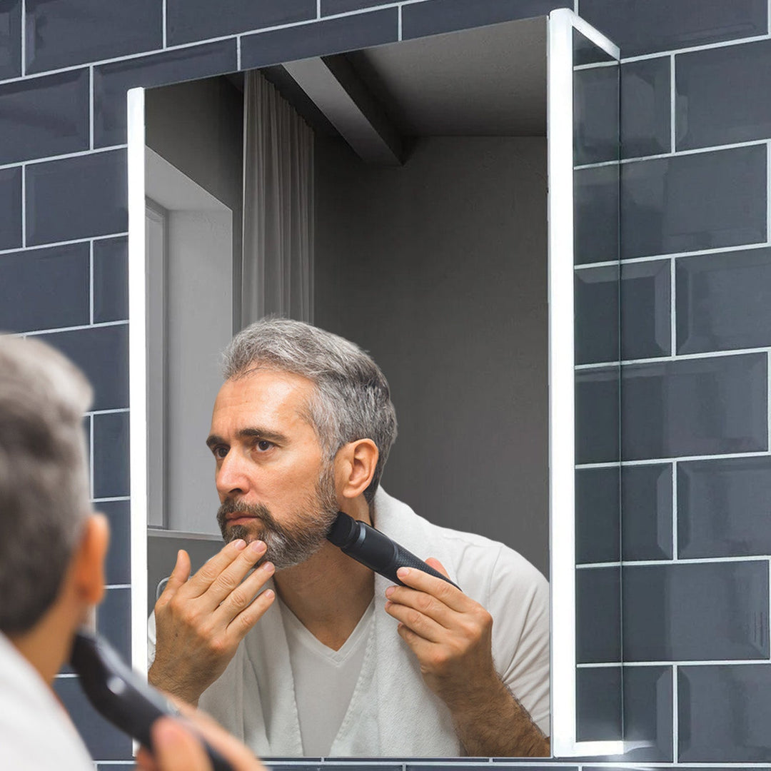 Grace LED Bathroom Mirror Cabinet - Pebble Grey