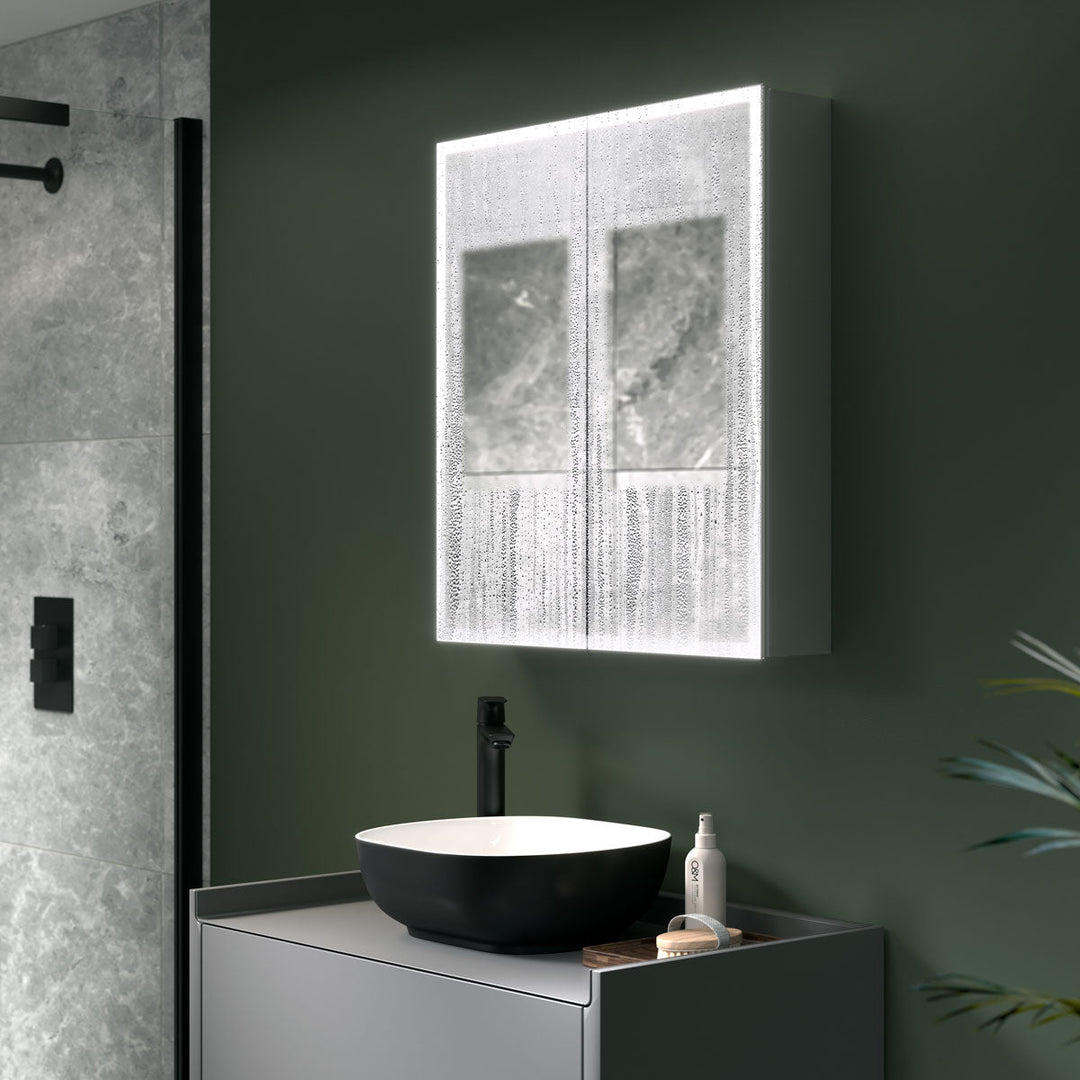 Marcel LED Bathroom Mirror Cabinet - Pebble Grey