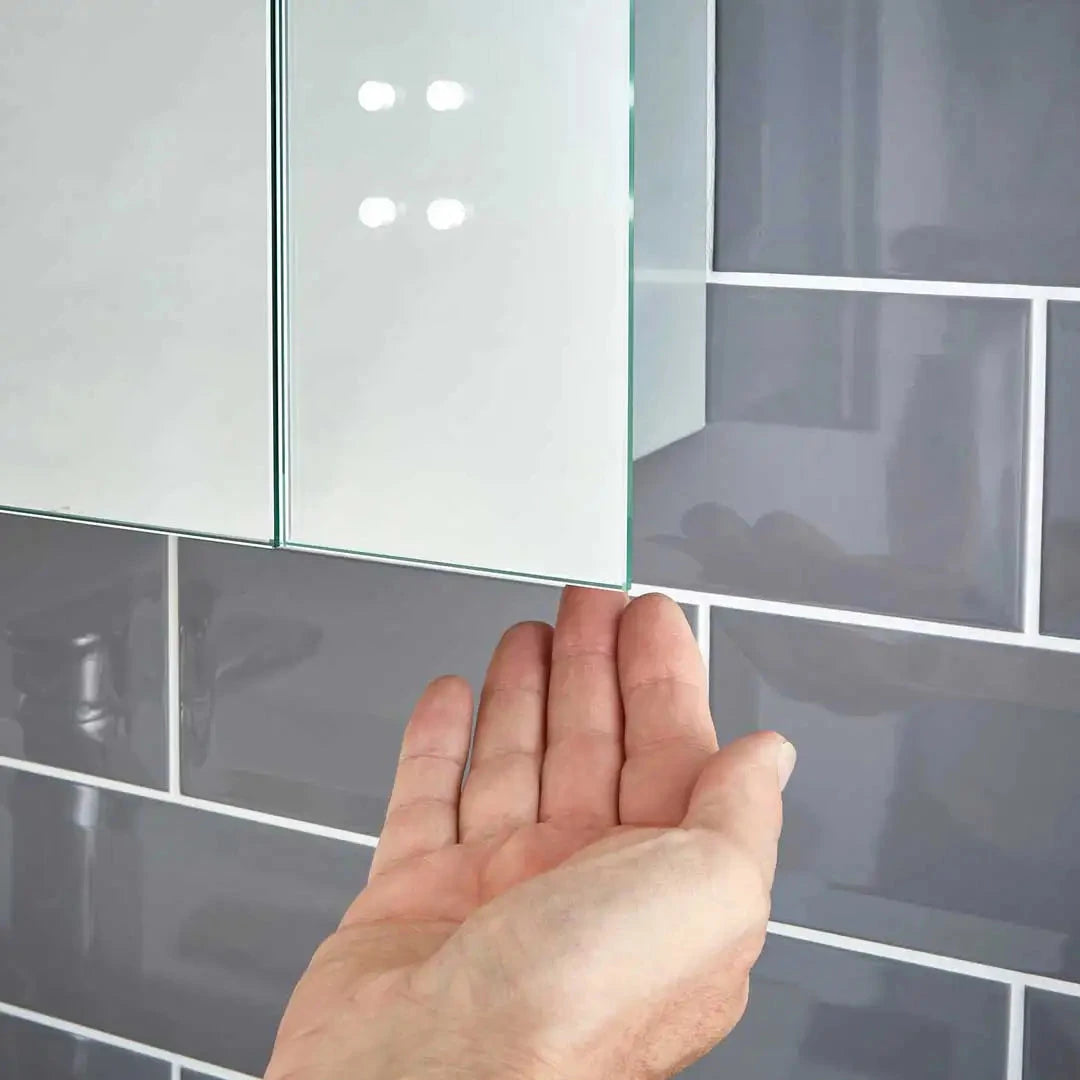 Rowan 650x600mm LED Illuminated Bathroom Mirror Cabinet - Pebble Grey