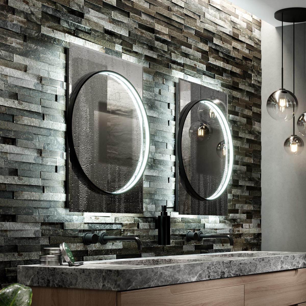 Chrome Bathroom Mirrors - Pebble Grey